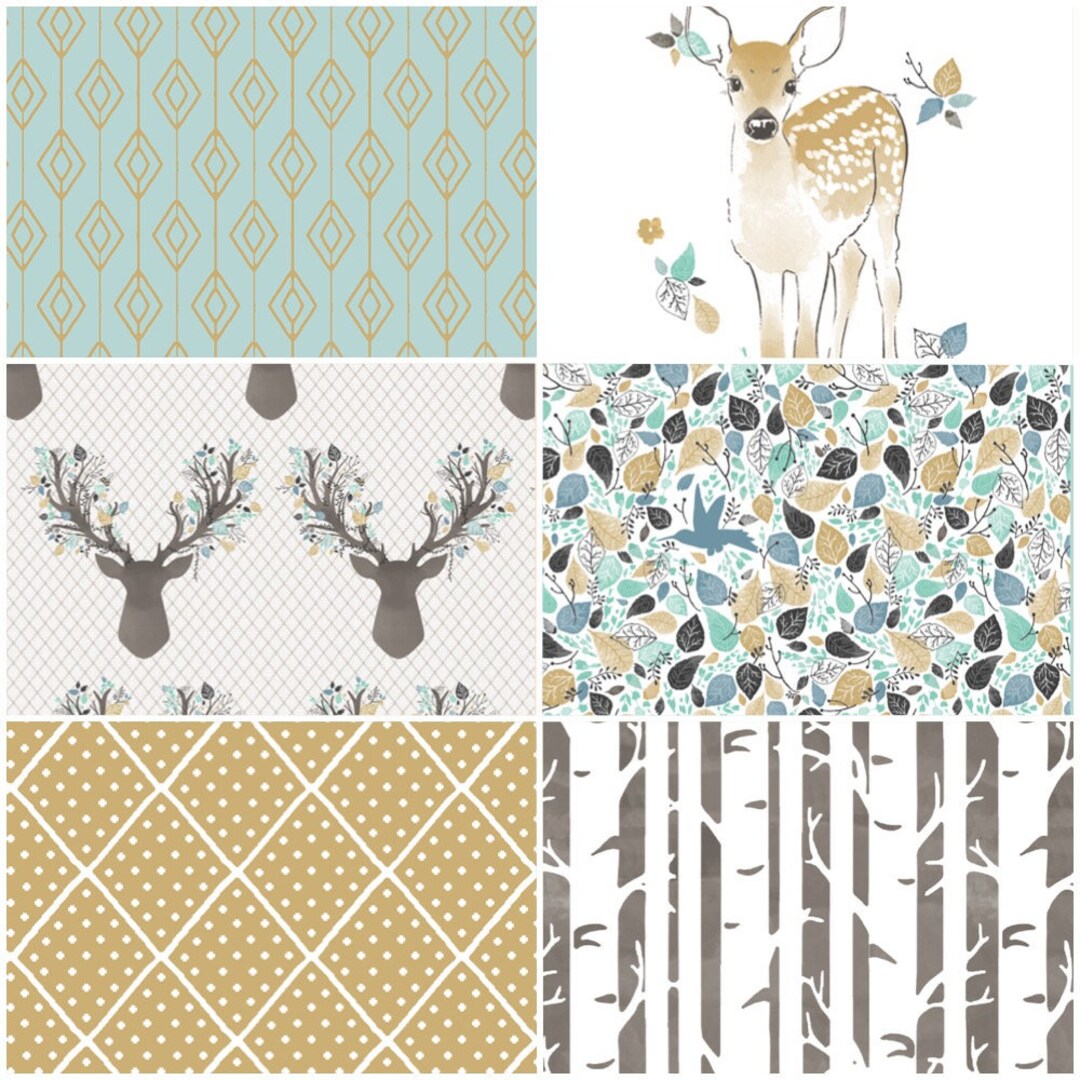 Gender Neutral Baby Bedding Set in Mint, Yellow and Gray With a ...