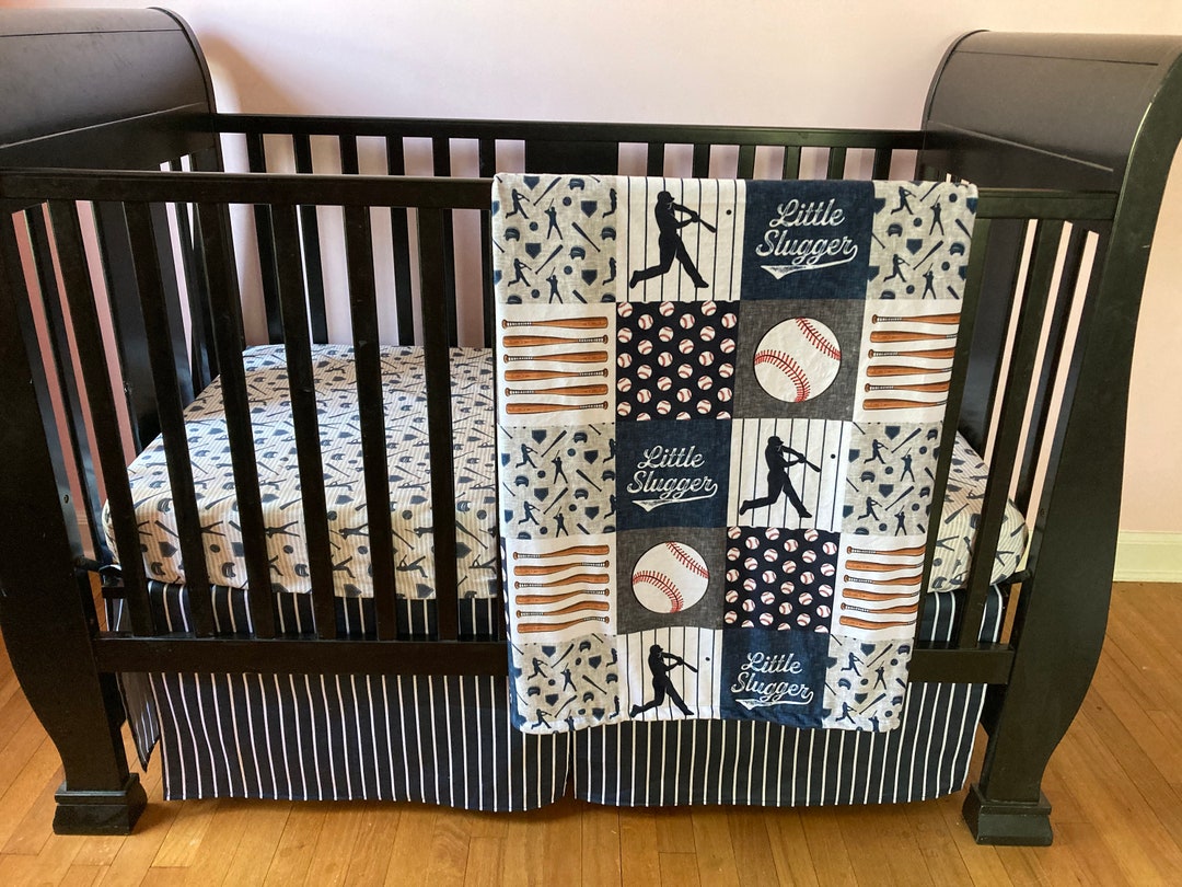Baseball Baby Bedding in Navy, Baseball Crib Bedding Set, Baseball ...
