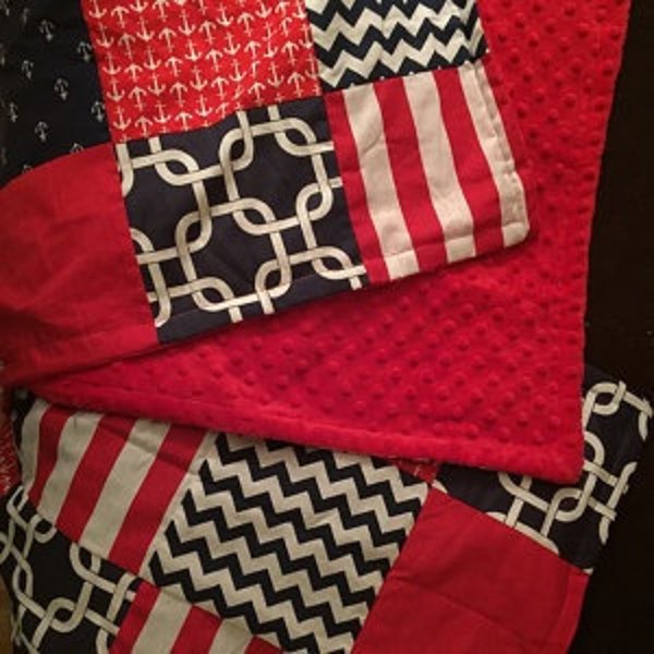 Navy and Red Chevron - Etsy