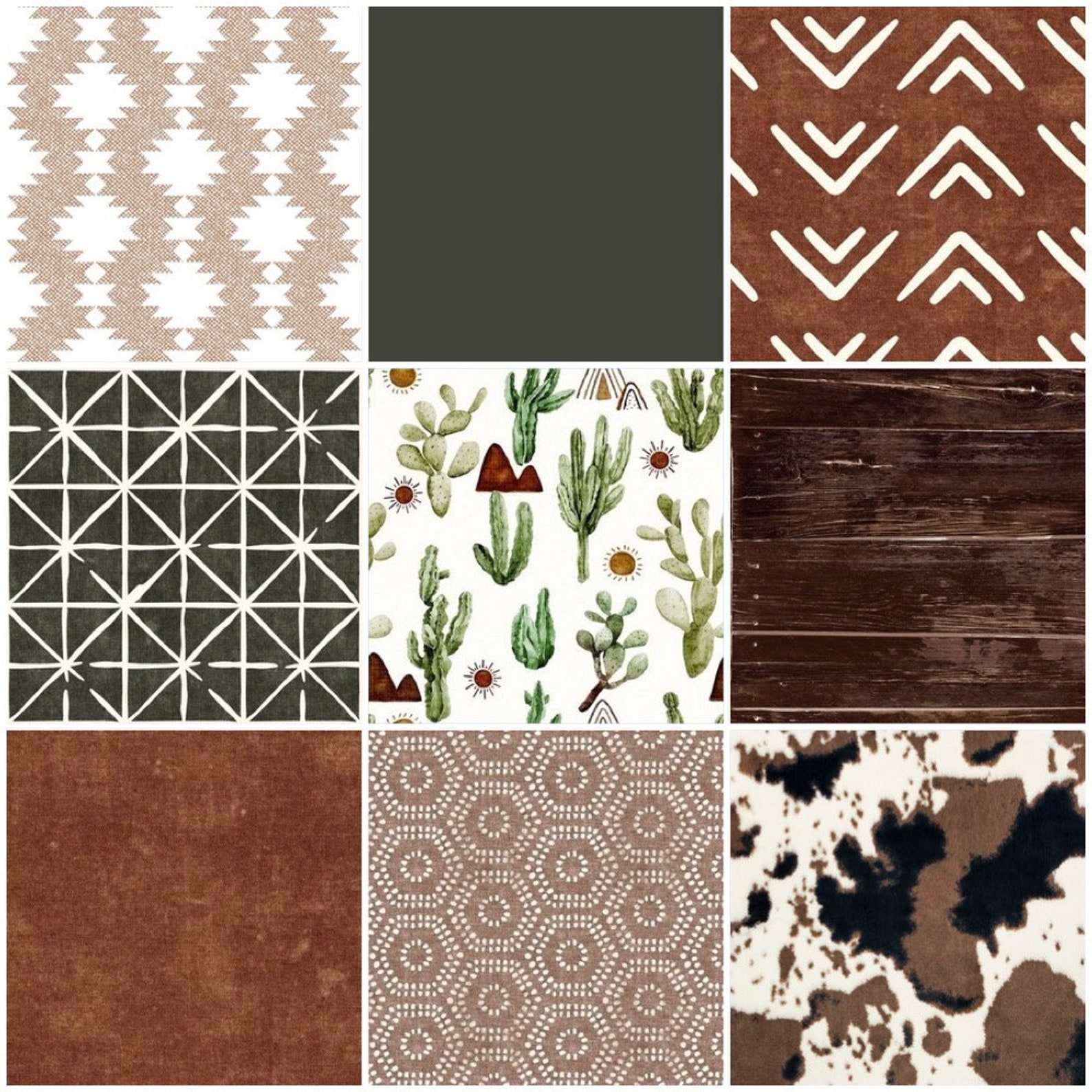 Boho Neutral Nursery in Earth Tones of Browns and Green With Boho Aztec ...