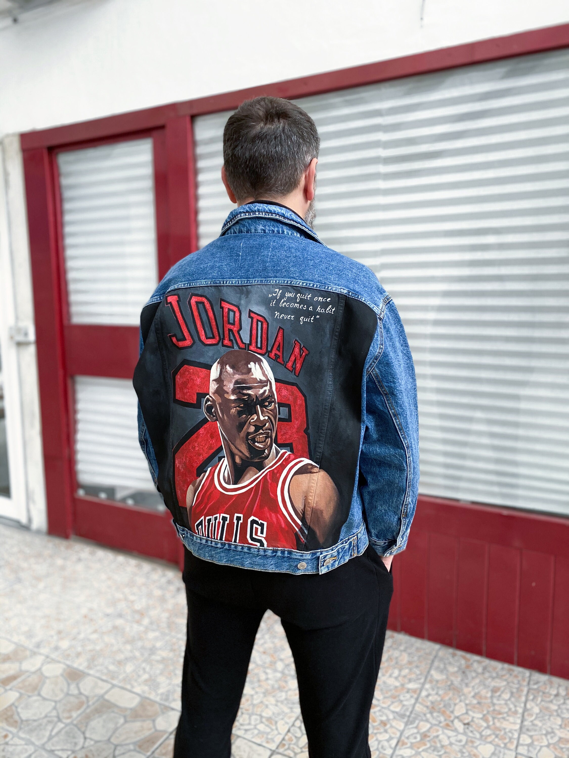 Michael Jordan I VACLAVI Custom Jacket made to Order 100% Handpainted Basketball Star ...