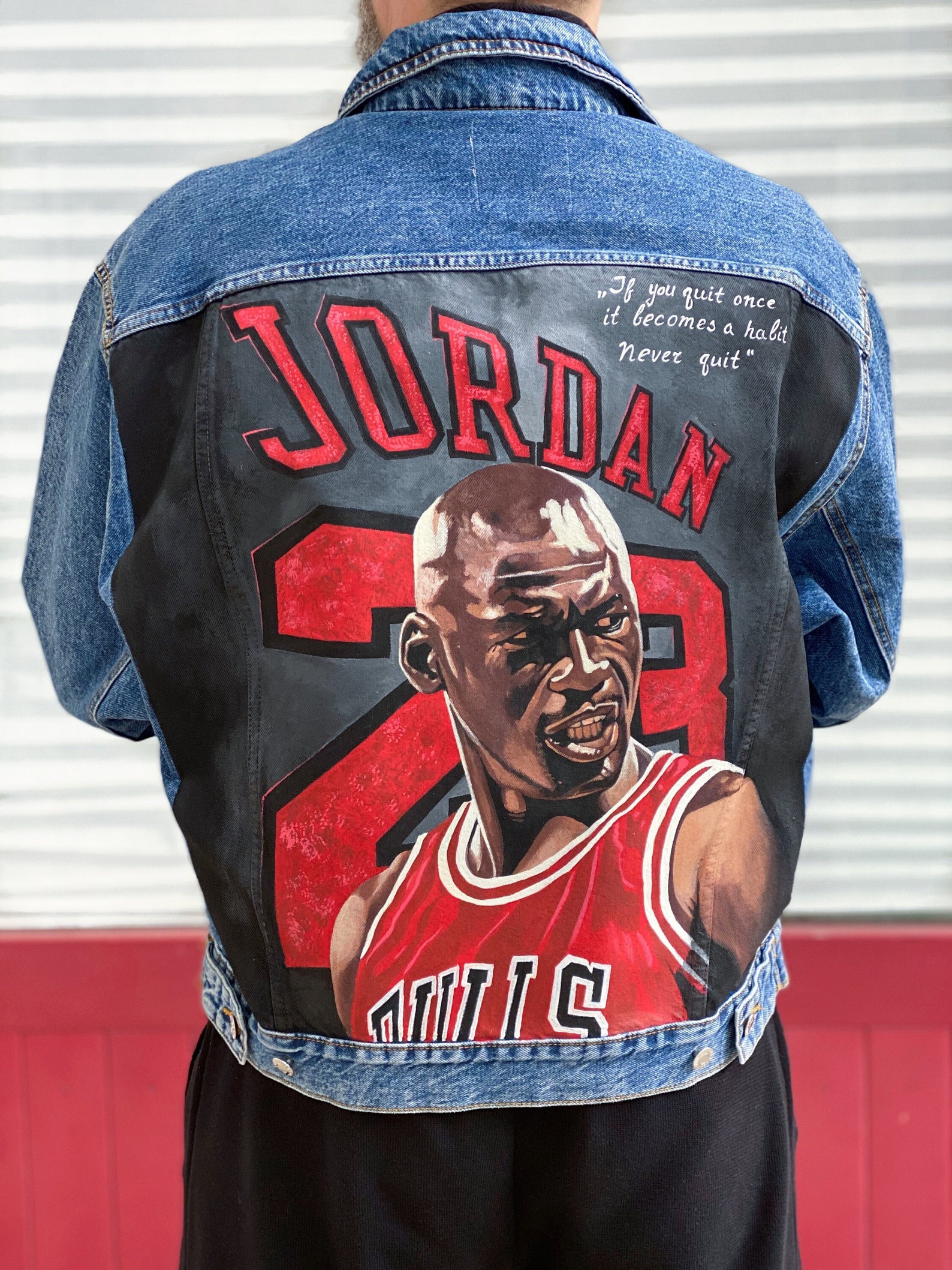 Michael Jordan I VACLAVI Custom Jacket made to Order 100% Handpainted Basketball Star ...