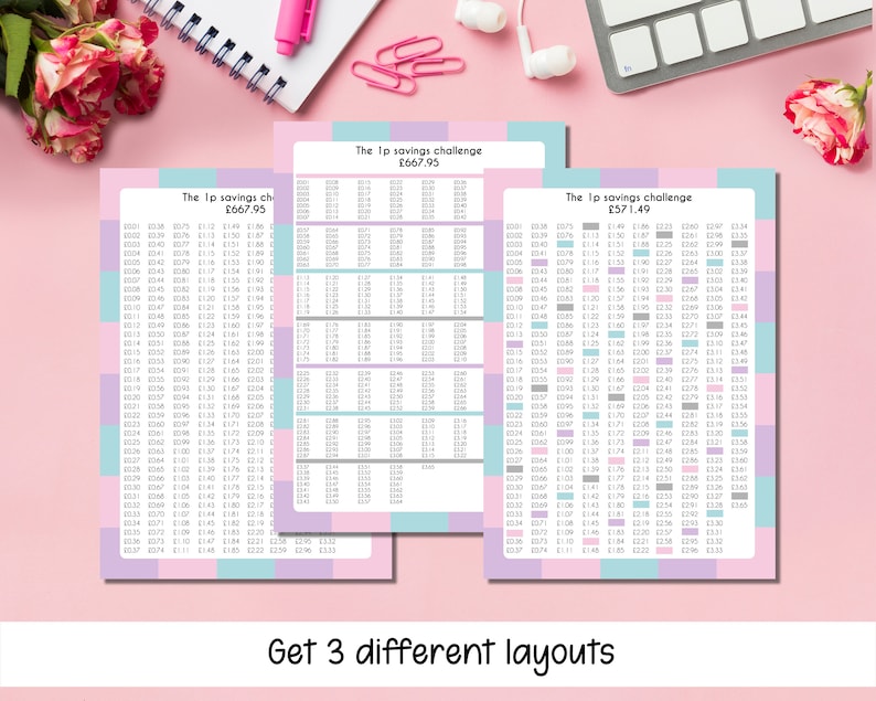 1p Saving Challenge Printable PDF 365 Days of Saving Coin Saving ...