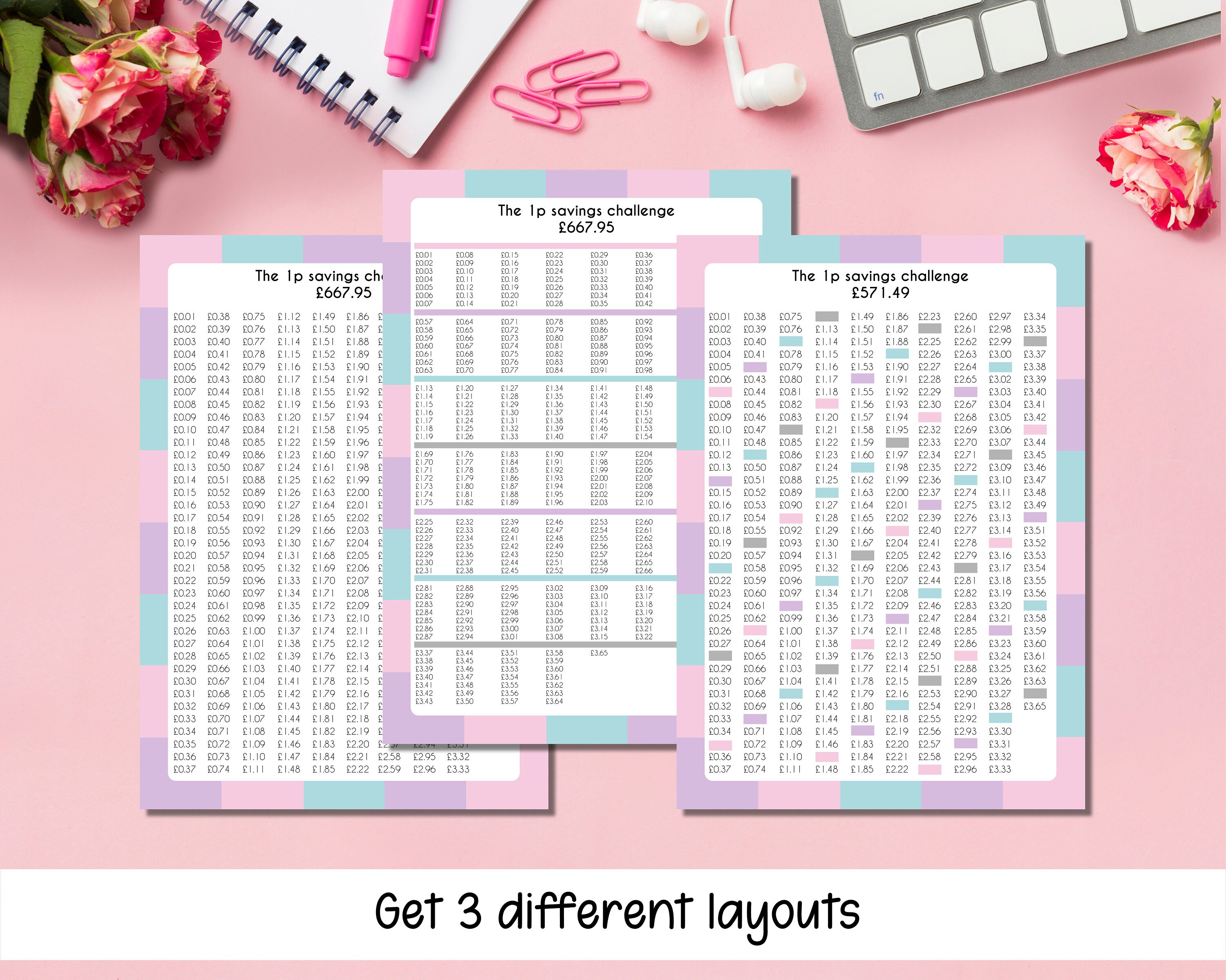 1p Saving Challenge Printable PDF 365 Days of Saving Coin Saving ...