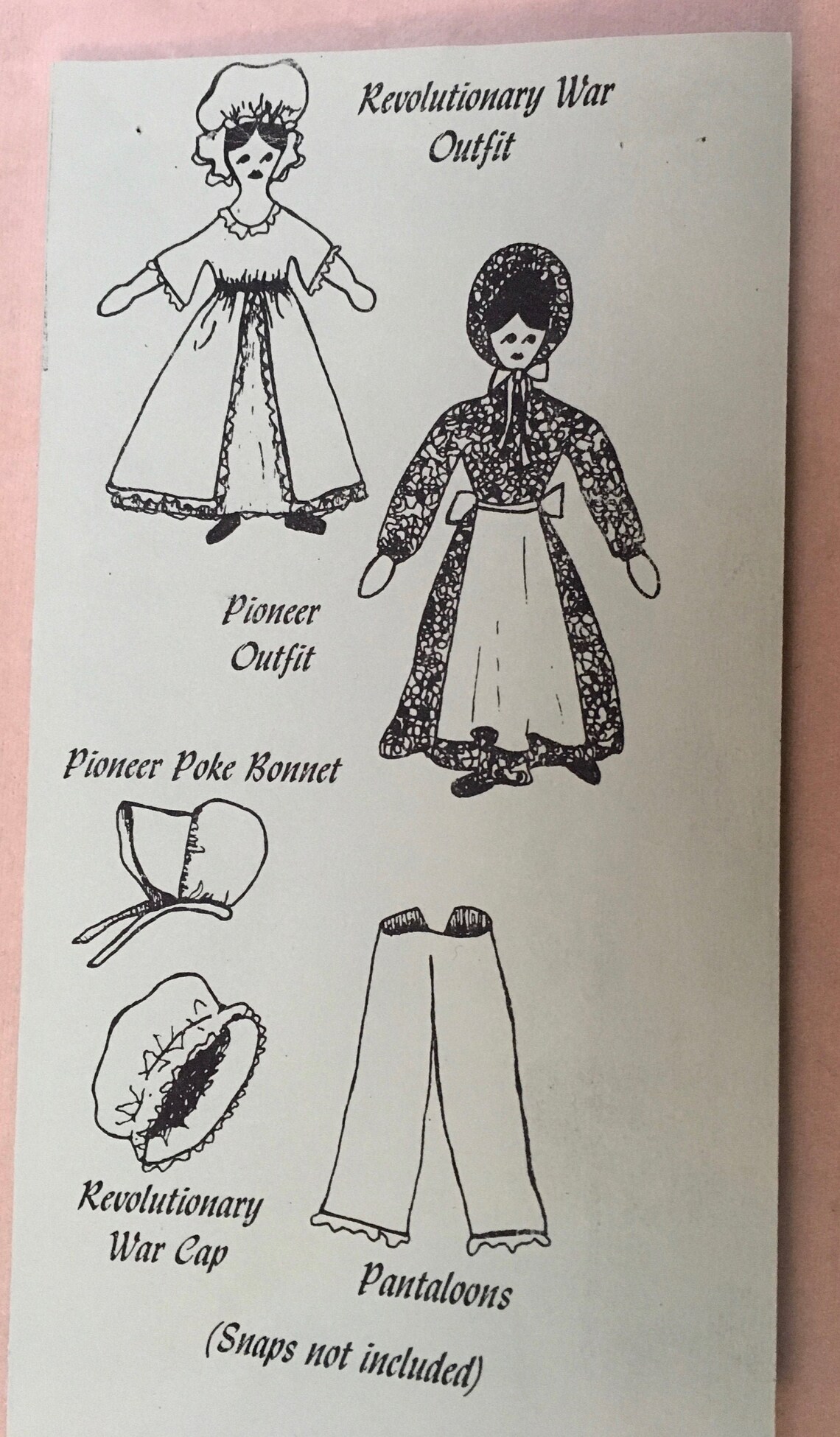 Clothing Pattern for Vintage colonial Souvenir - Etsy