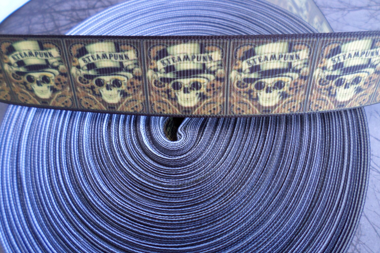 Steampunk Skull Ribbon 1 Grosgrain Ribbon Steampunk - Etsy