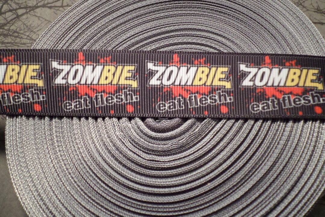 Horror Ribbon, Zombie, Eat Flesh, Grosgrain Ribbon, Zombie Eat Flesh - Etsy
