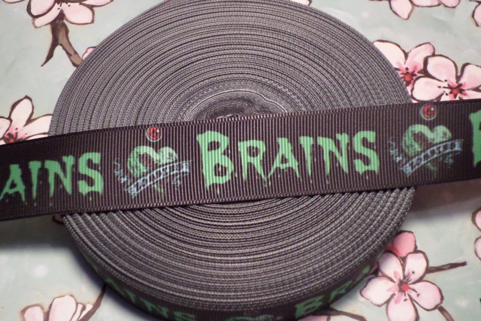 Horror Ribbon Zombie Brains Grosgrain Ribbon I Love - Etsy