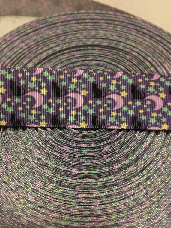 Horror Ribbon 1 Grosgrain Ribbon Black Cat Moon and - Etsy