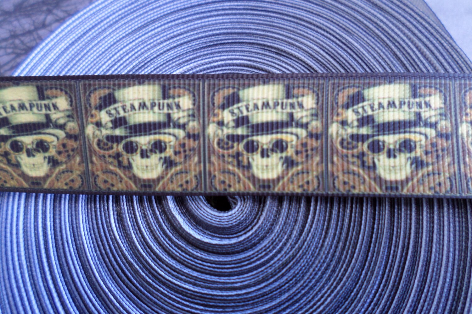 Steampunk Skull Ribbon 1 Grosgrain Ribbon Steampunk - Etsy