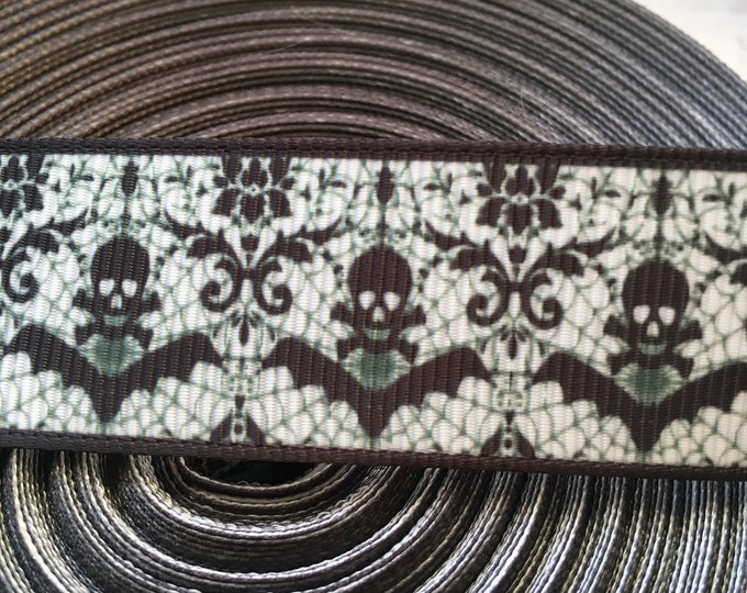 Horror Ribbon 1 Grosgrain Ribbon Skull Demask Bats - Etsy