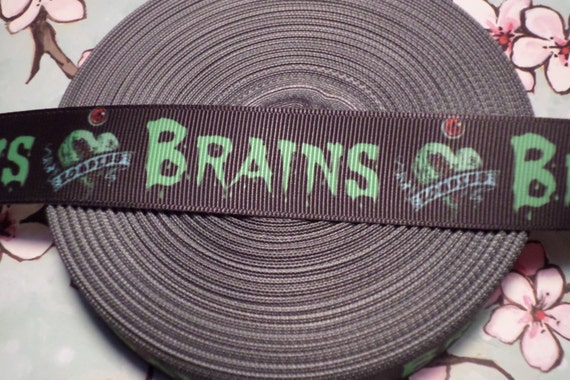 Horror Ribbon Zombie Brains Grosgrain Ribbon I Love - Etsy