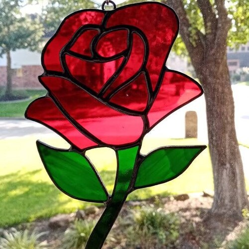 Red Glass Rose Long Stemmed Glass Flower Forever Untamed Rose - Etsy