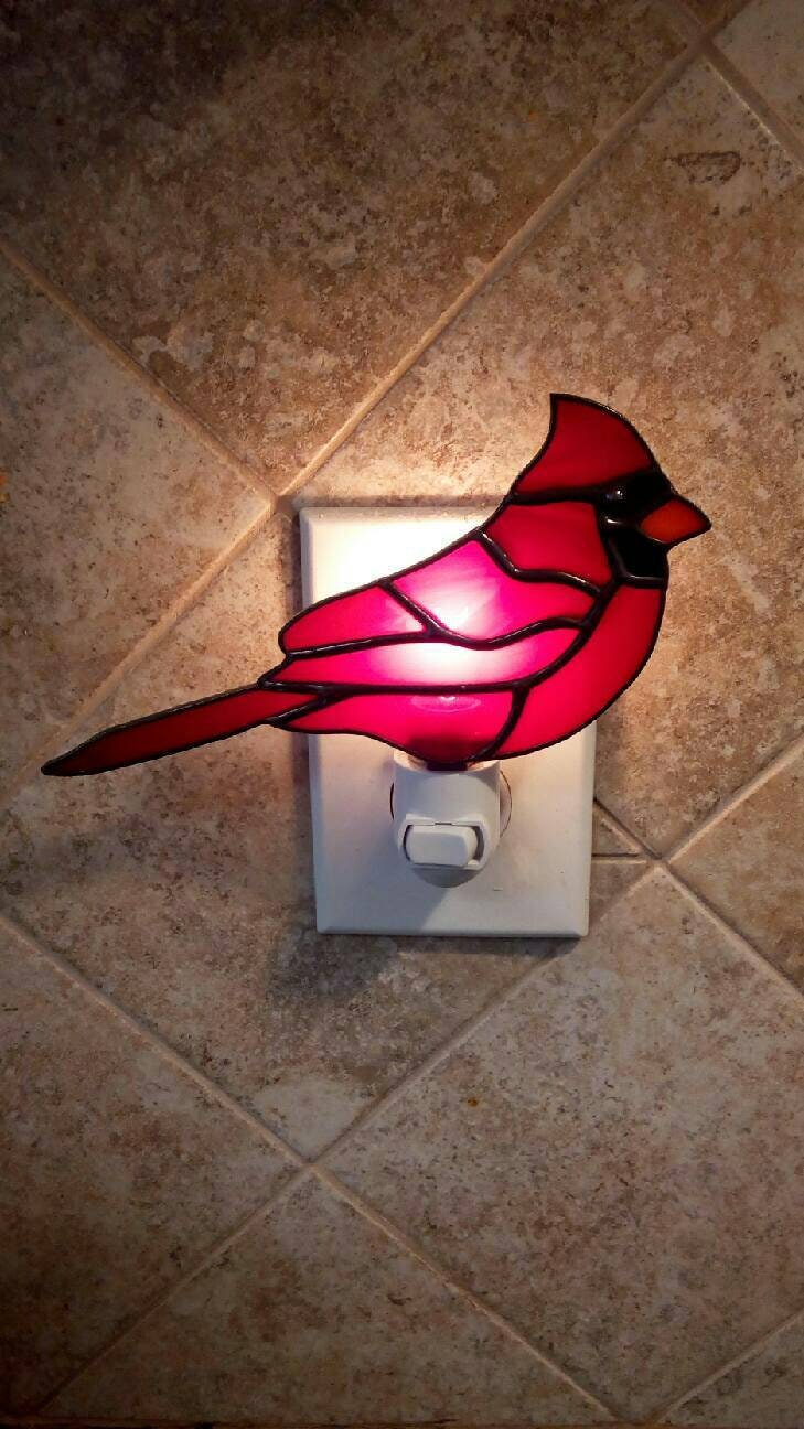 Stained Glass Cardinal Night Light | Etsy