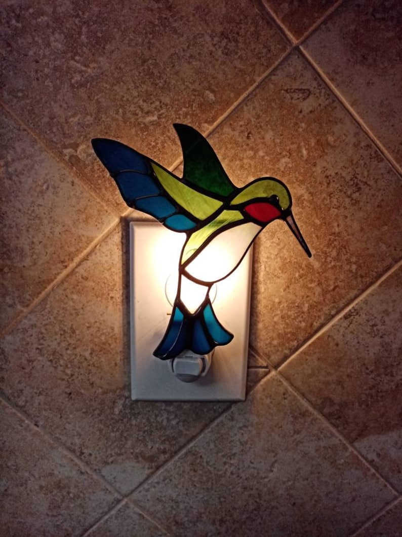 Stained Glass Hummingbird Night Light | Etsy