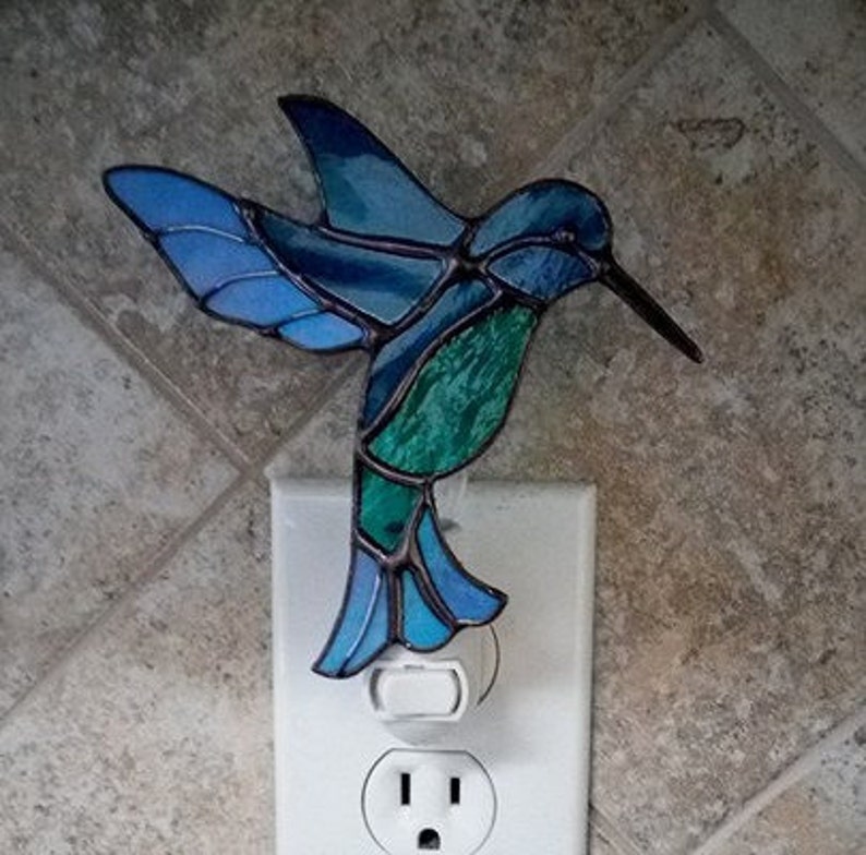 Stained Glass Hummingbird Night Light | Etsy