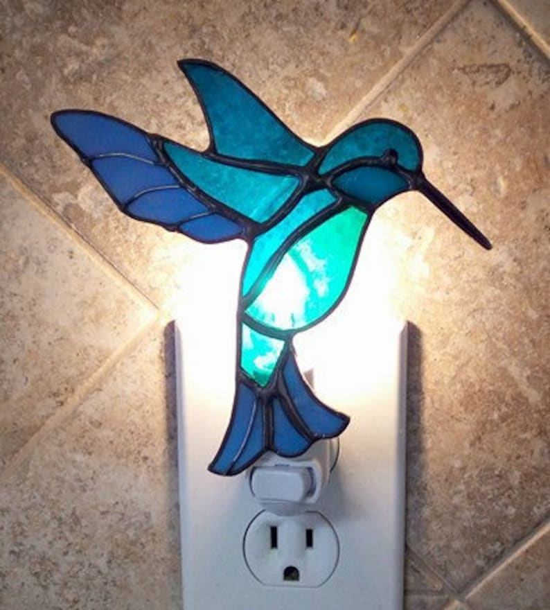 Stained Glass Hummingbird Night Light | Etsy