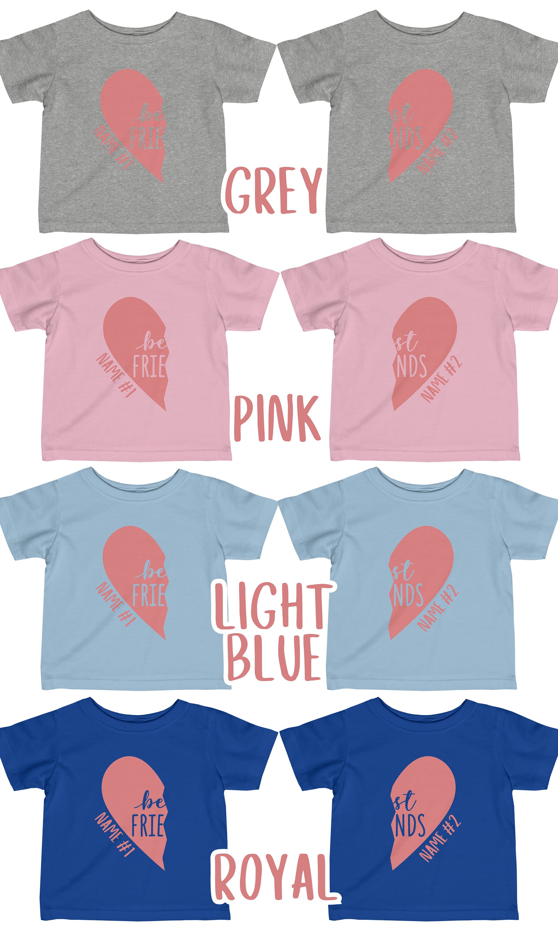 Infant BFF Broken Heart T-shirt Custom Best Friends Shirt Baby ...