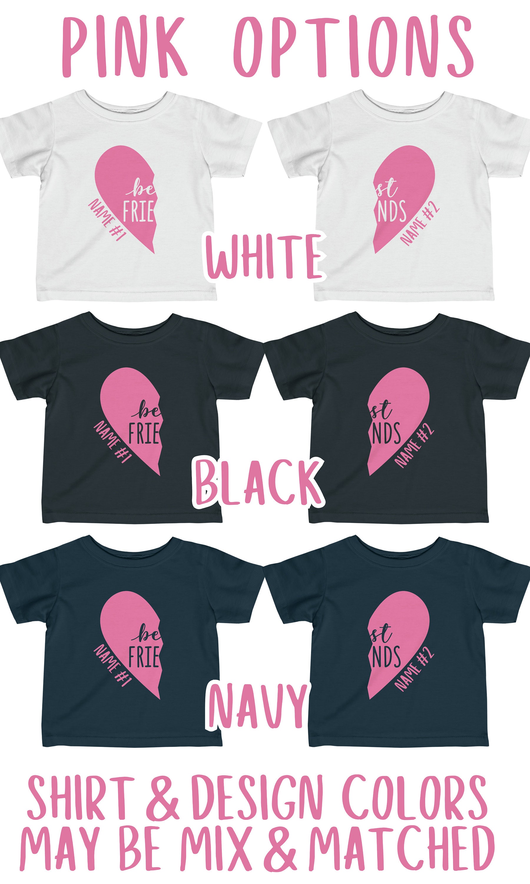 Infant BFF Broken Heart T-shirt Custom Best Friends Shirt Baby ...