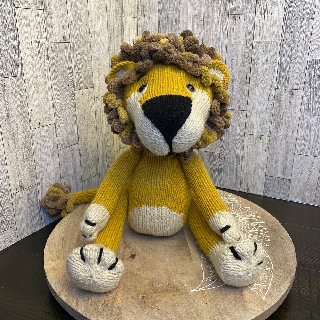 Lucas the Hand Knit Lion - Stuffed Animal Lion, Hand Knit Stuffed Lion ...