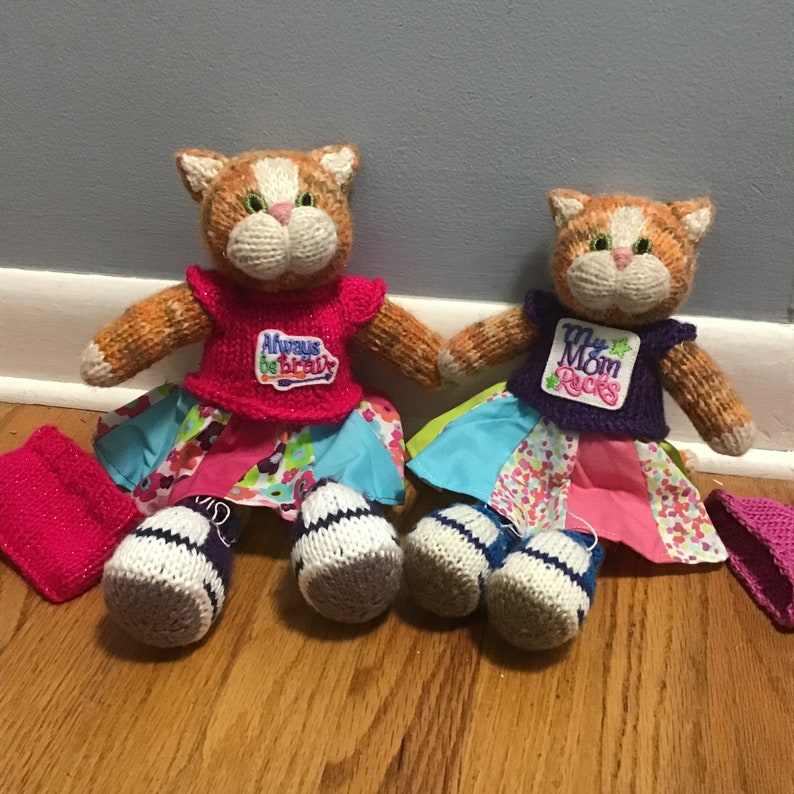 Knitted Mother And Daughter Ginger Tabby Pussy Cats With Pussy Etsy