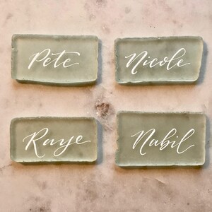 Sea Glass Place Cards: Beach Wedding Calligraphy - Etsy