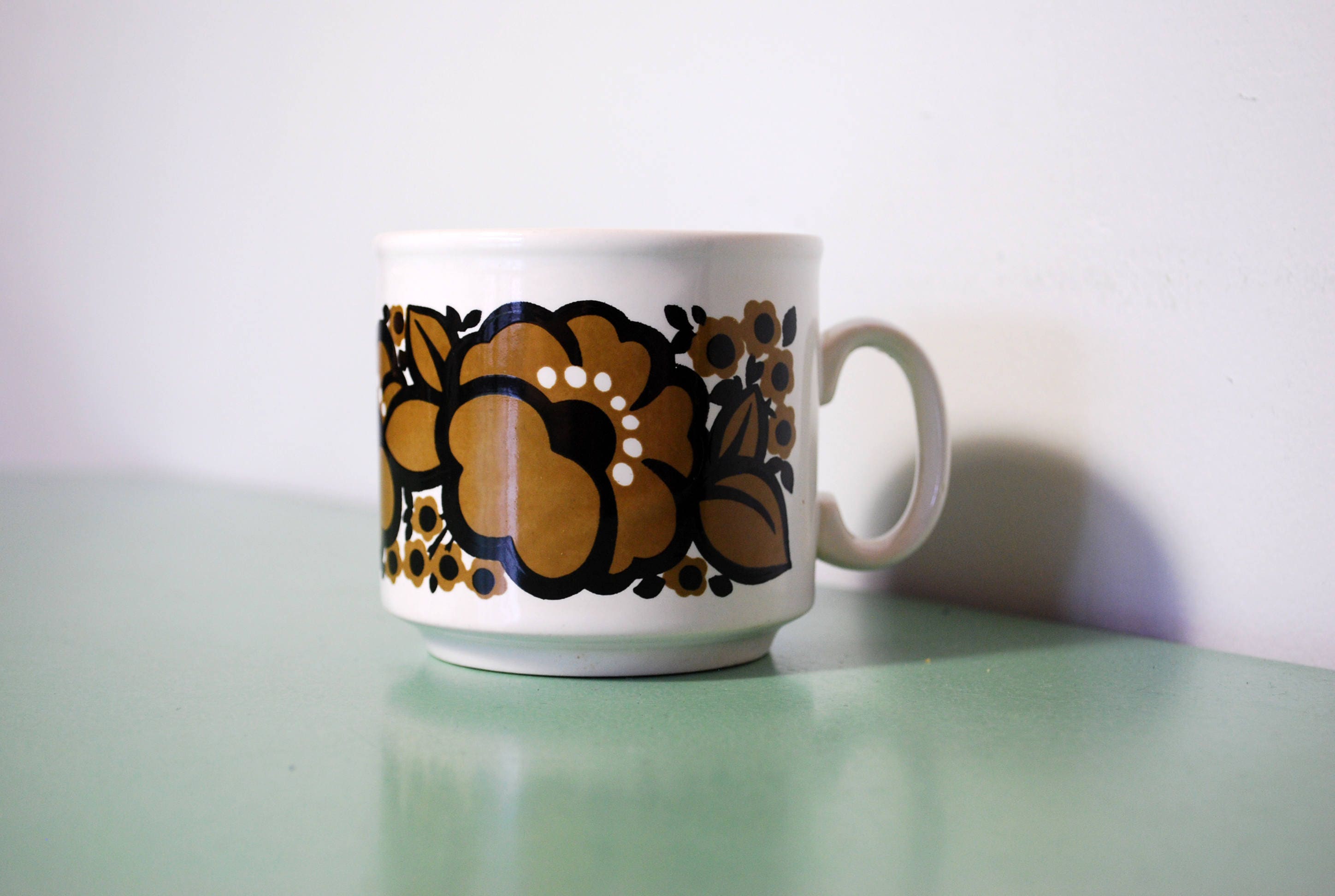 60s/1960s Vintage Tea Cup Set, Brown, Floral Tea Cup, English Tea Cups ...