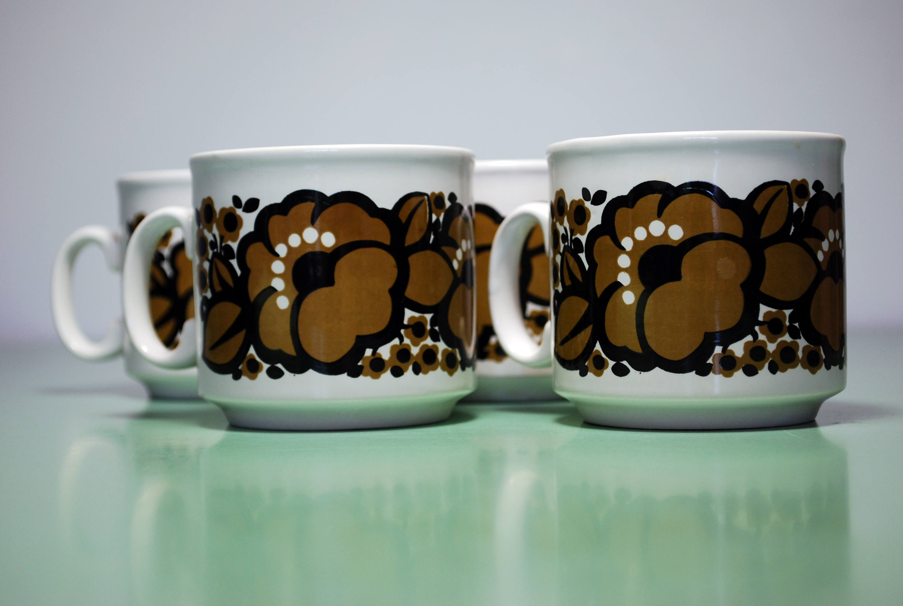 60s/1960s Vintage Tea Cup Set, Brown, Floral Tea Cup, English Tea Cups ...