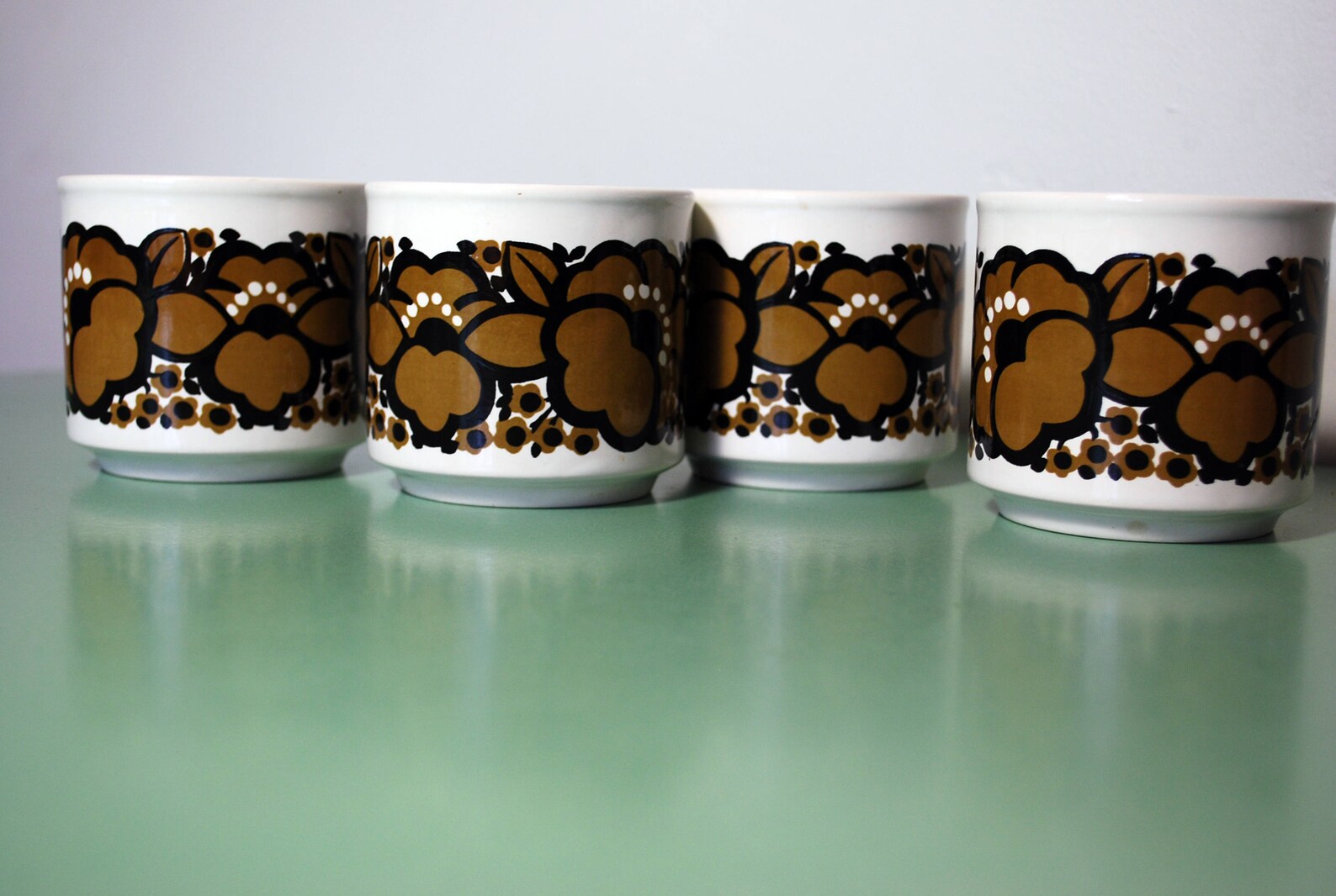 60s/1960s Vintage Tea Cup Set, Brown, Floral Tea Cup, English Tea Cups ...