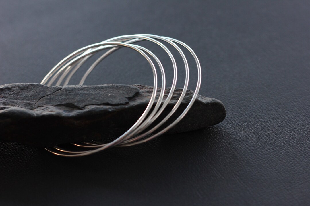Solid Sterling Silver Bangle Bracelet. Stackable Bangle - Etsy