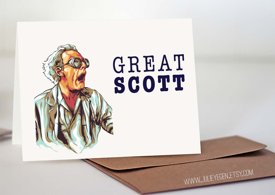 Back to the Future Card Doc Brown Quote Great Scott - Etsy