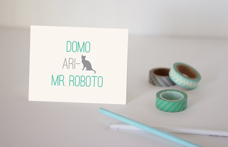 Funny Thank You Card Domo Arigato Mr. Roboto | Etsy