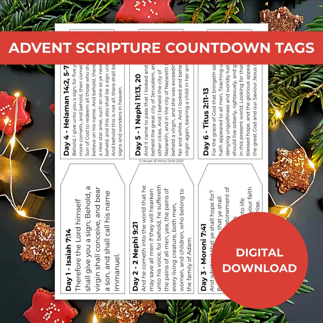 Advent Scripture Countdown Tags | Bible and Book of Mormon Christmas ...