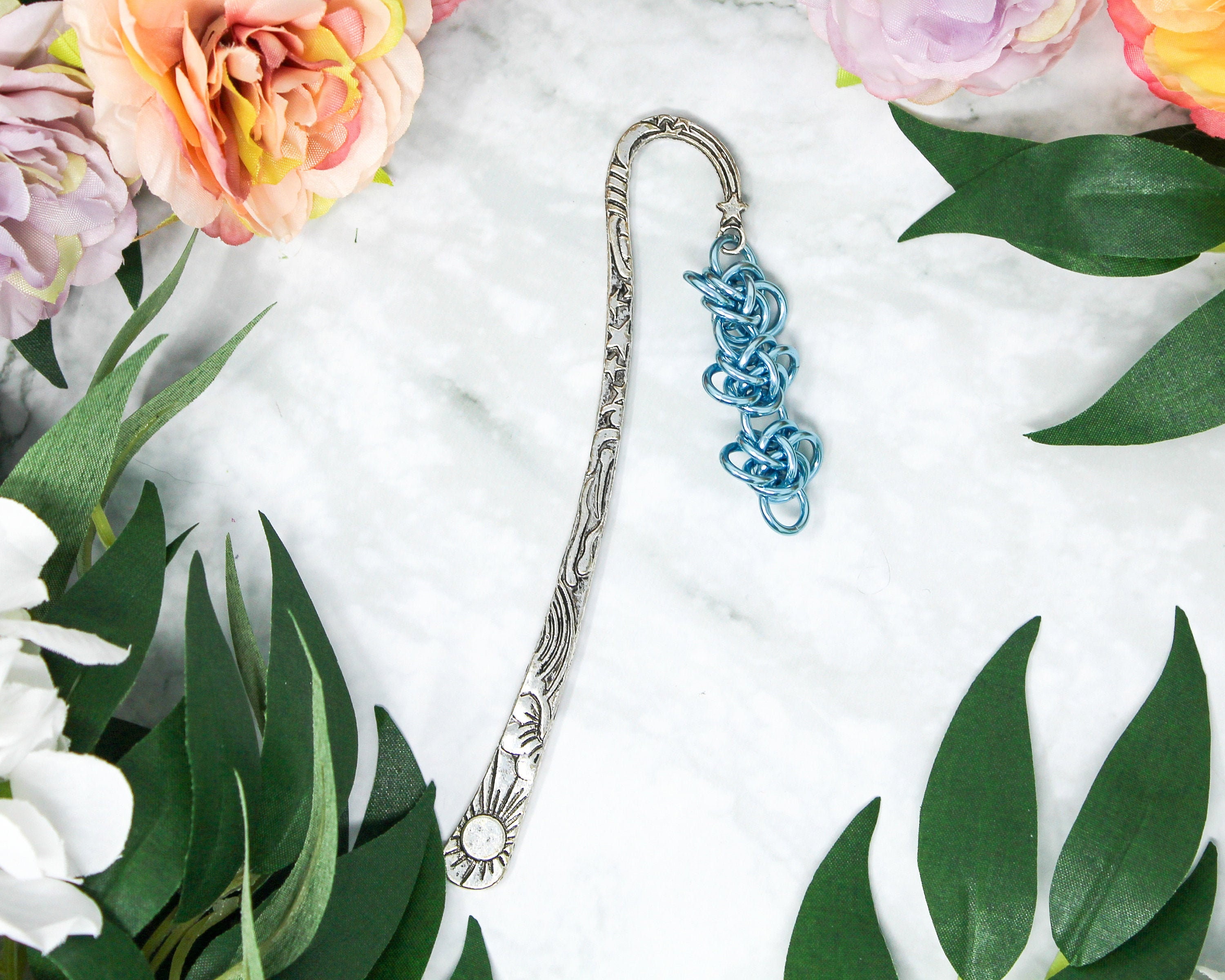 Shepherd Hook Bookmark Blue Chainmaille Antiqued | Etsy