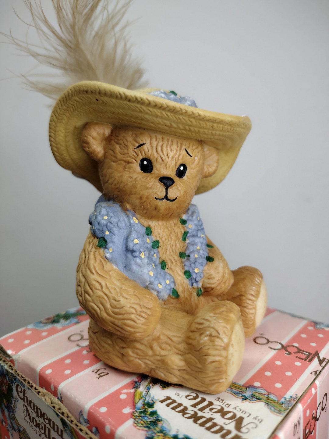 Vintage Lucy Riggs Enesco Bear Figurine: Chapeau Noelle 'nancy ...