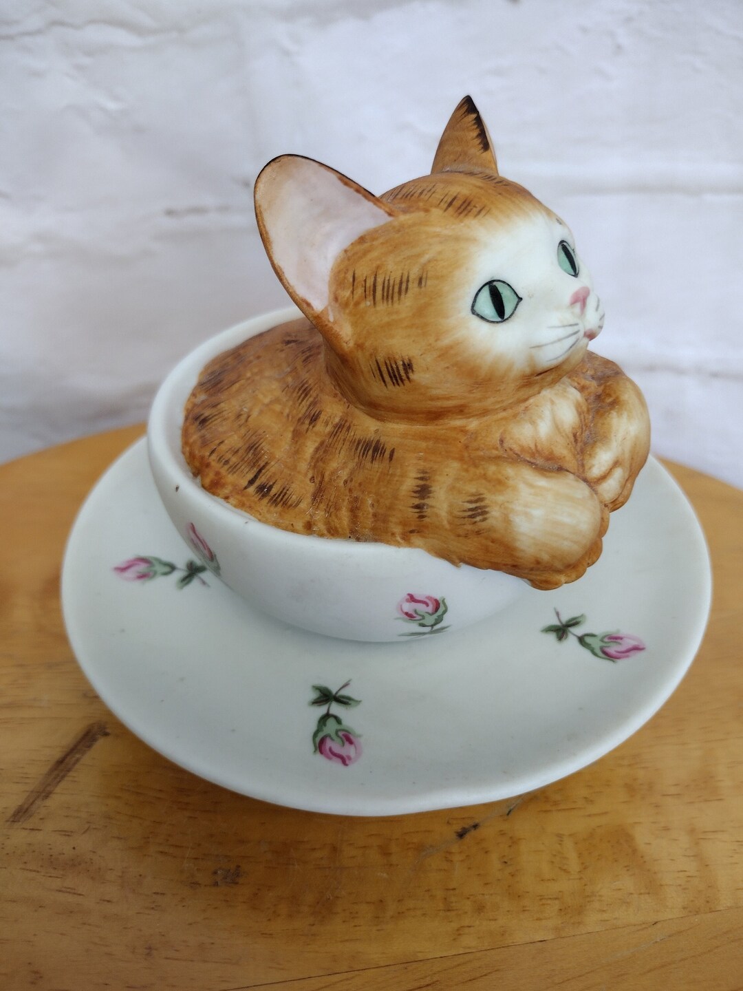 Vintage Music Box Bisque Kitty in A Cup Gift Collectible Cat - Etsy