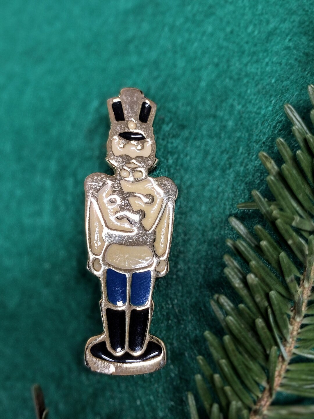 Vintage Nutcracker Brooch Enameled Gold Tone 2" Collectibles Christmas ...