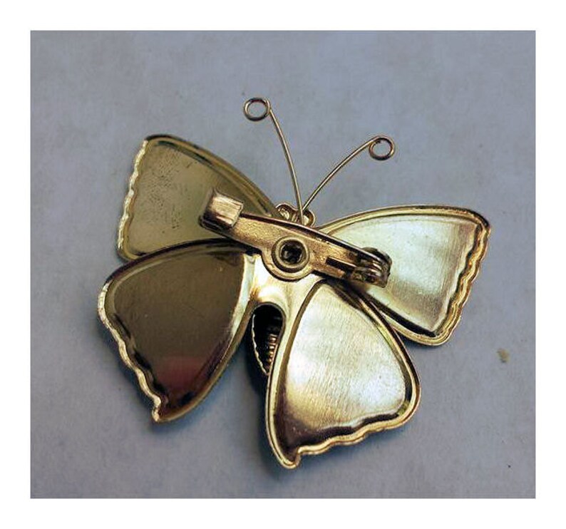 Vintage Enamel Glitter Shimmer Butterfly Brooch,gold Tone Rivet Joined ...