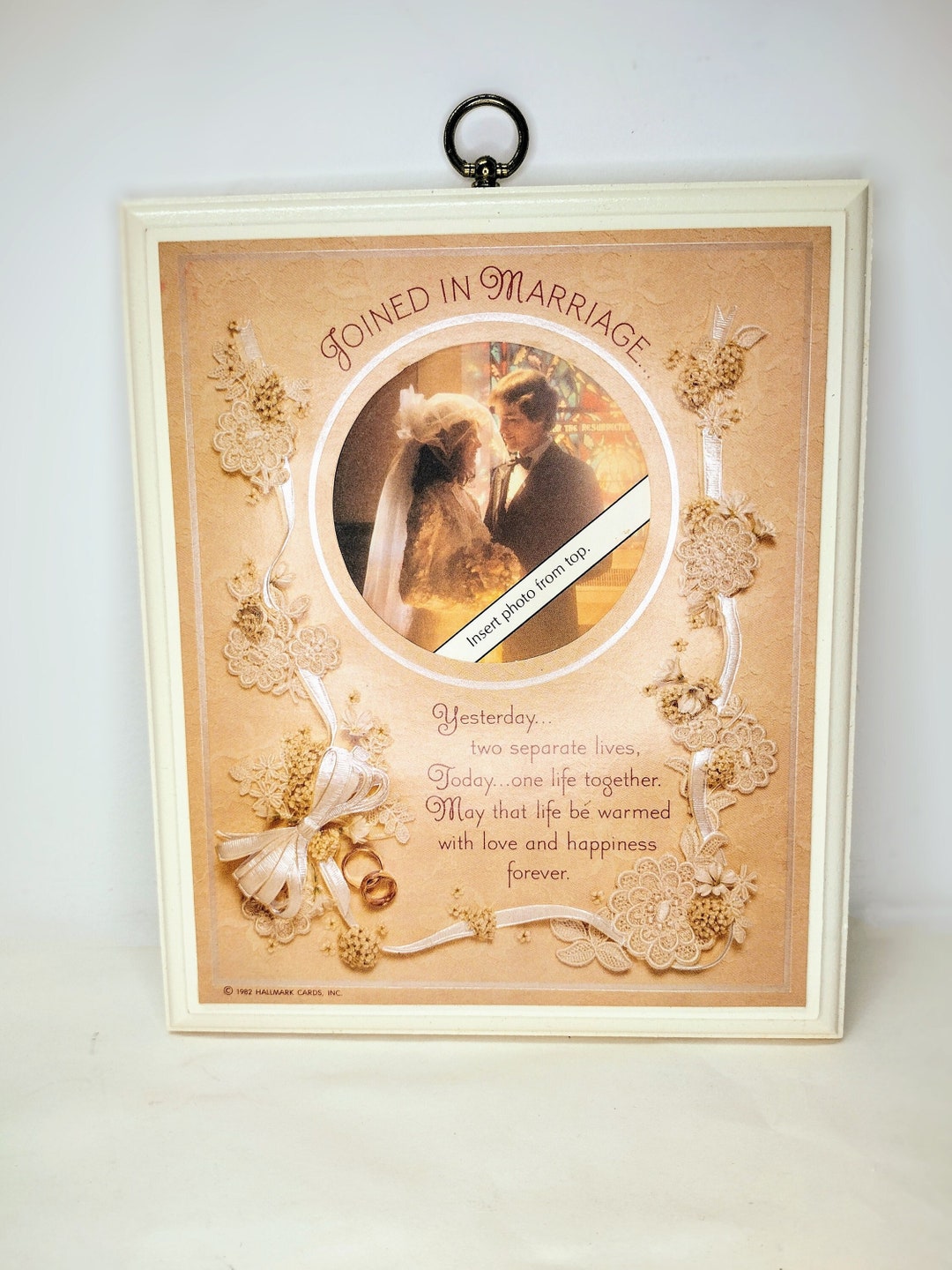 Vintage Hallmark Marriage Wall Hanging Plaque Photo Frame Wedding ...