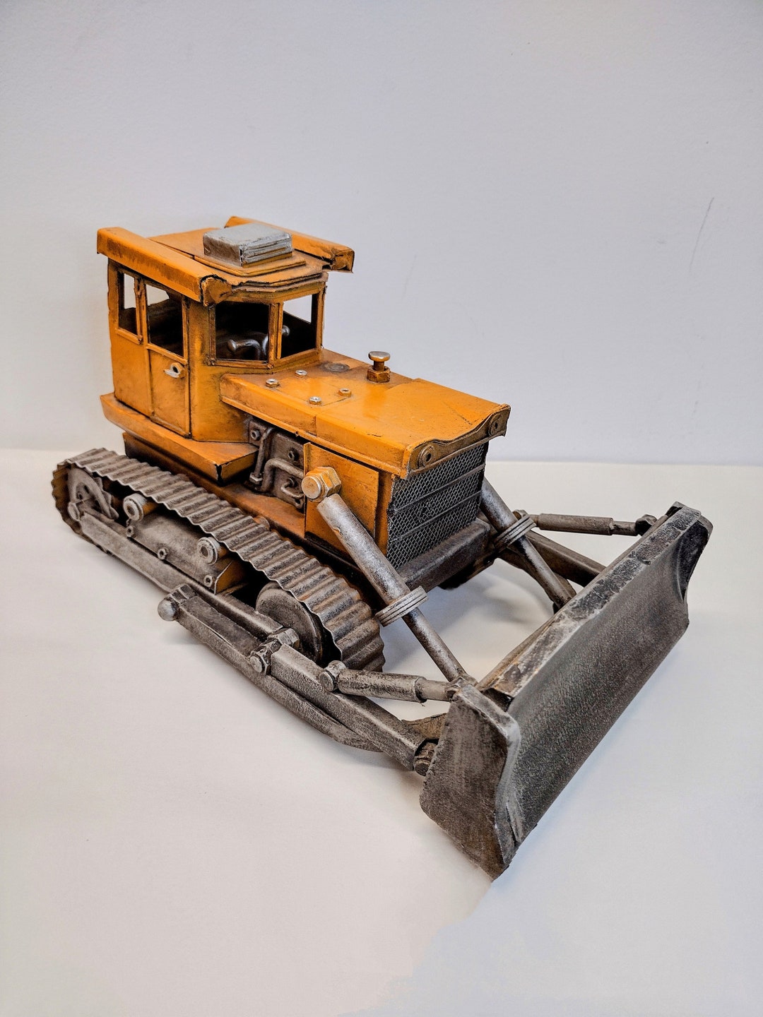 Vintage Model Yellow Bulldozer Truck Historical Recreation Miniature ...