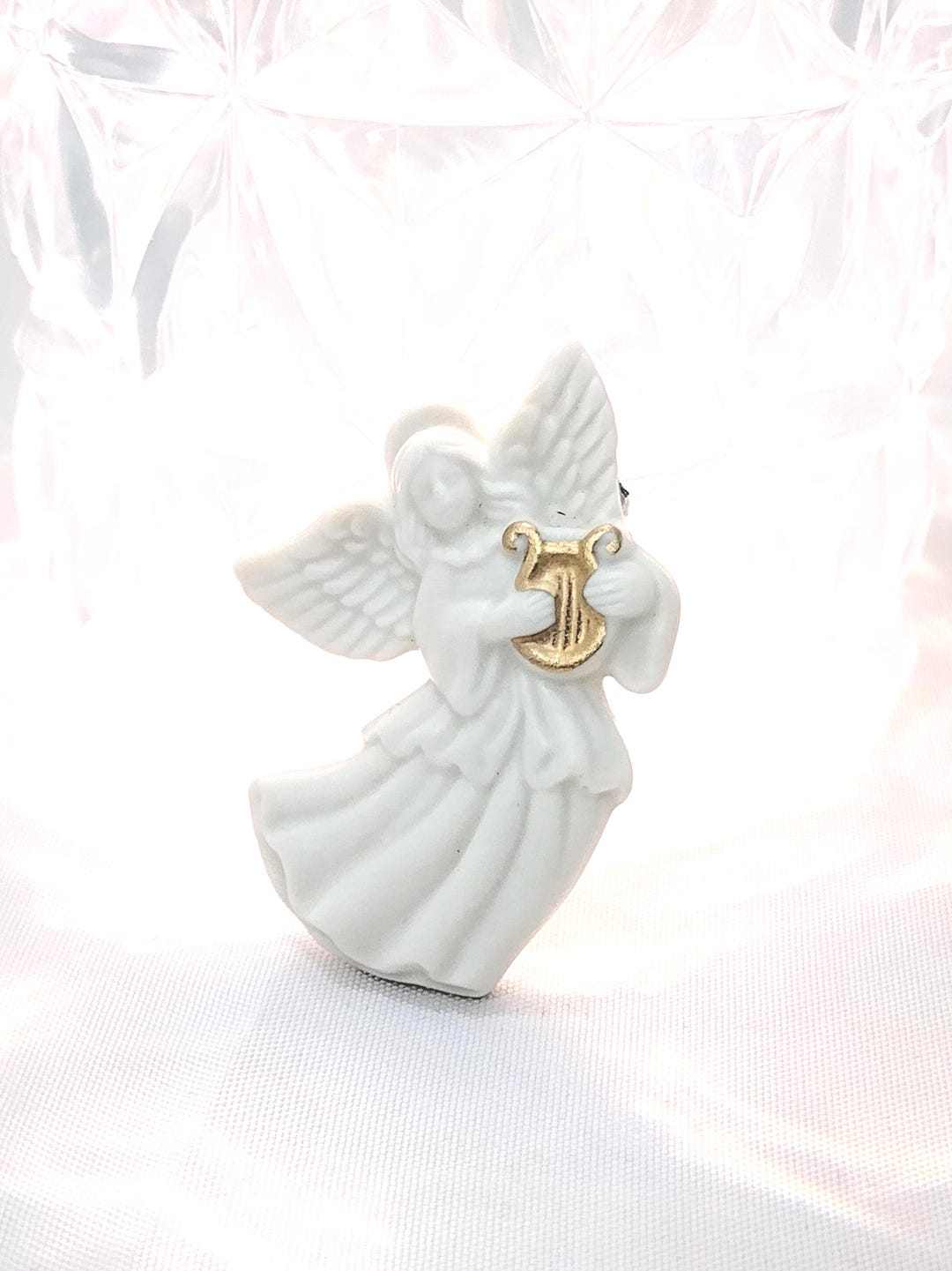 Vintage Lenox Angel Brooch White Porcelain Gold Accent Christmas Pin ...