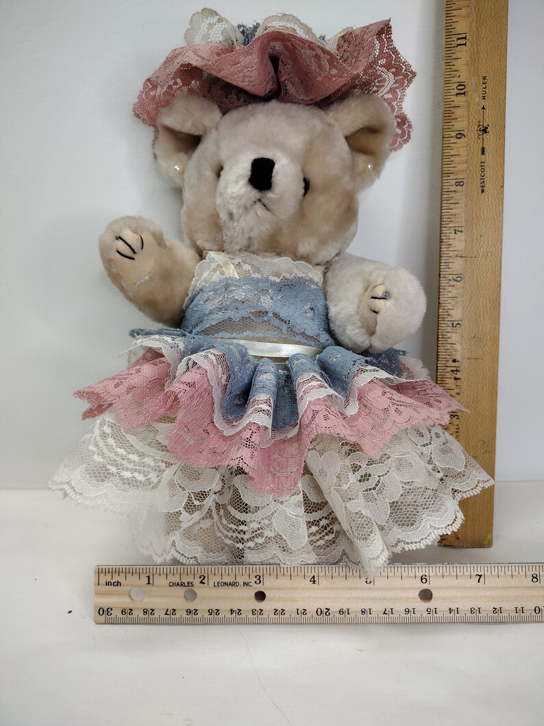 Vintage Bearly People Stuffed Teddy Bear Victorian Lace Dress ...