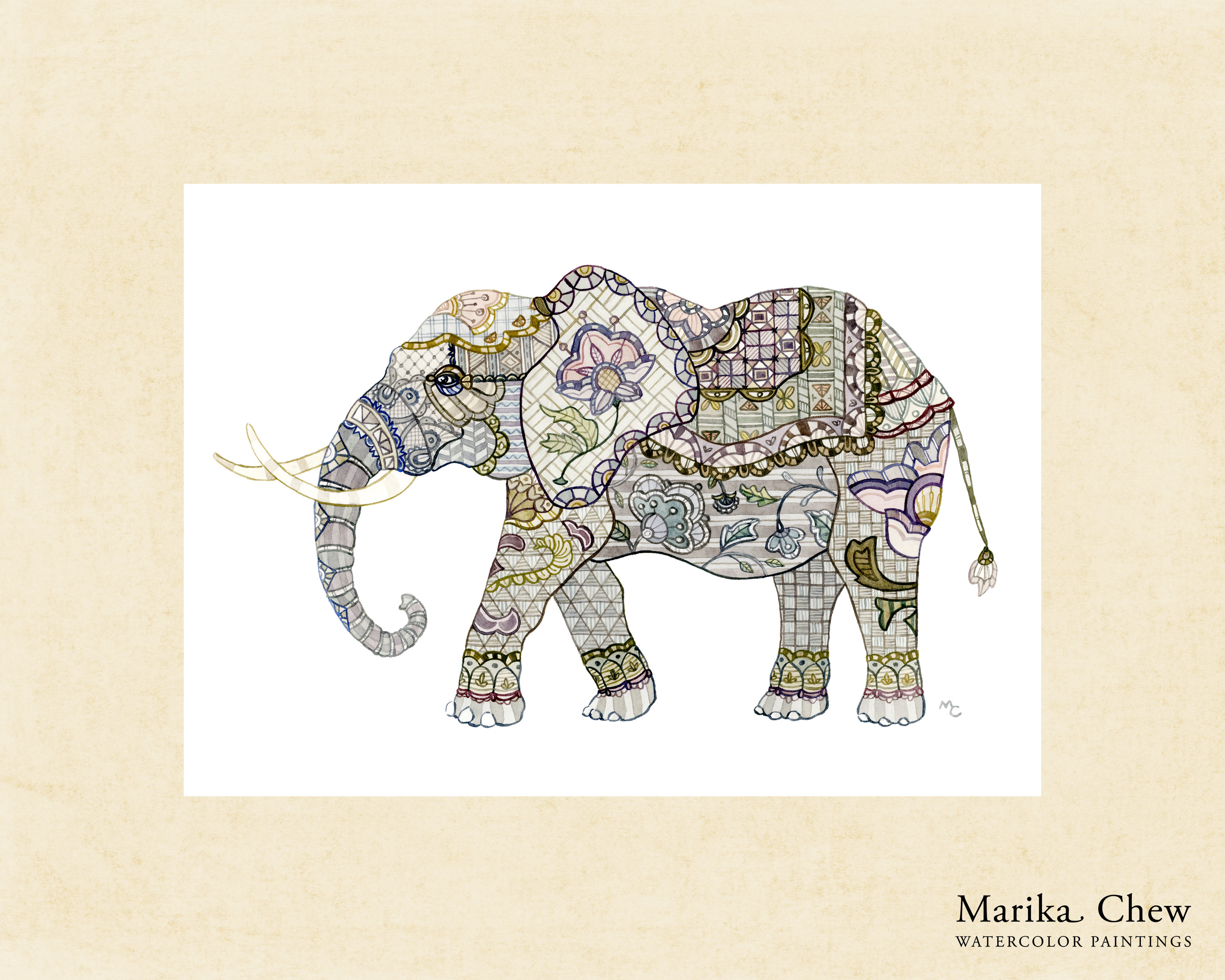 African Elephant Watercolor Card // Animal Greeting Card // 5 X7 // Art ...