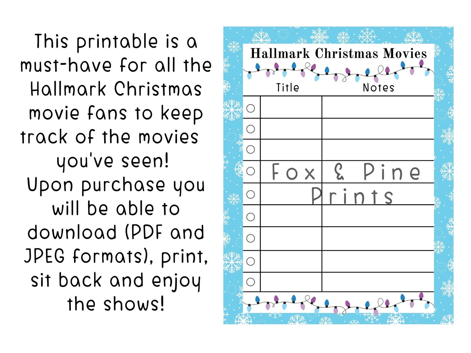 Hallmark Channel Christmas Movies Schedule Printable Checklist - Etsy
