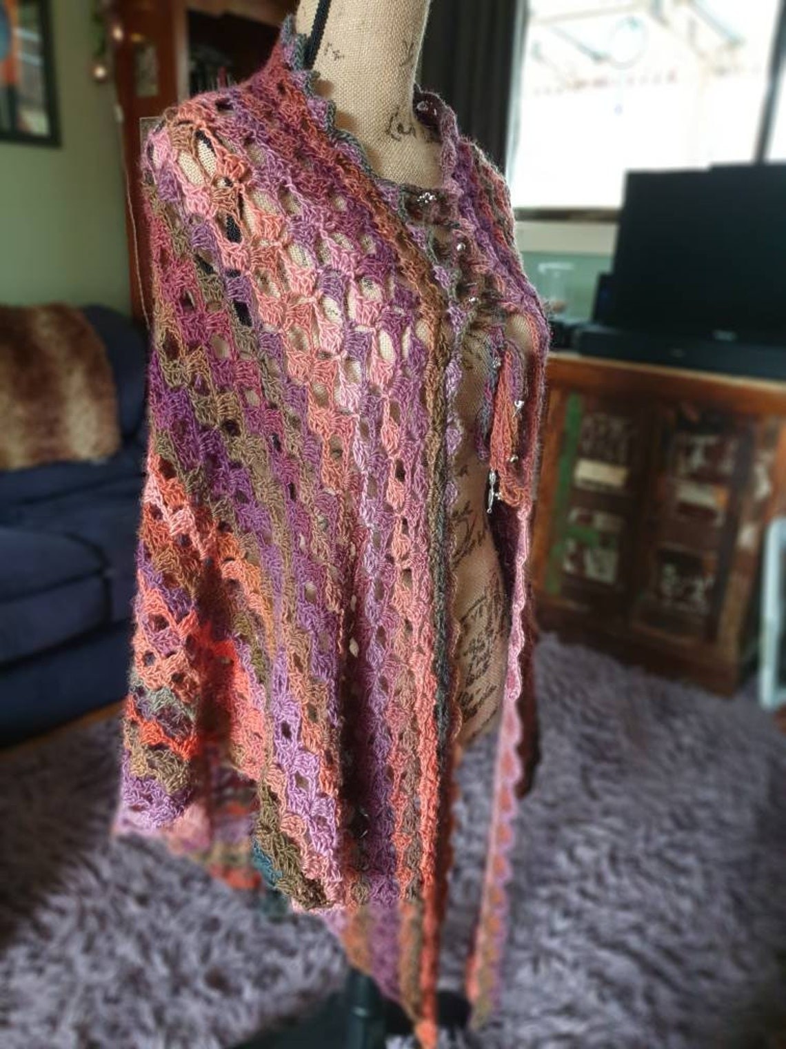 Field of Wildflowers Shawl Scarf Triangle Shawl Triangle | Etsy