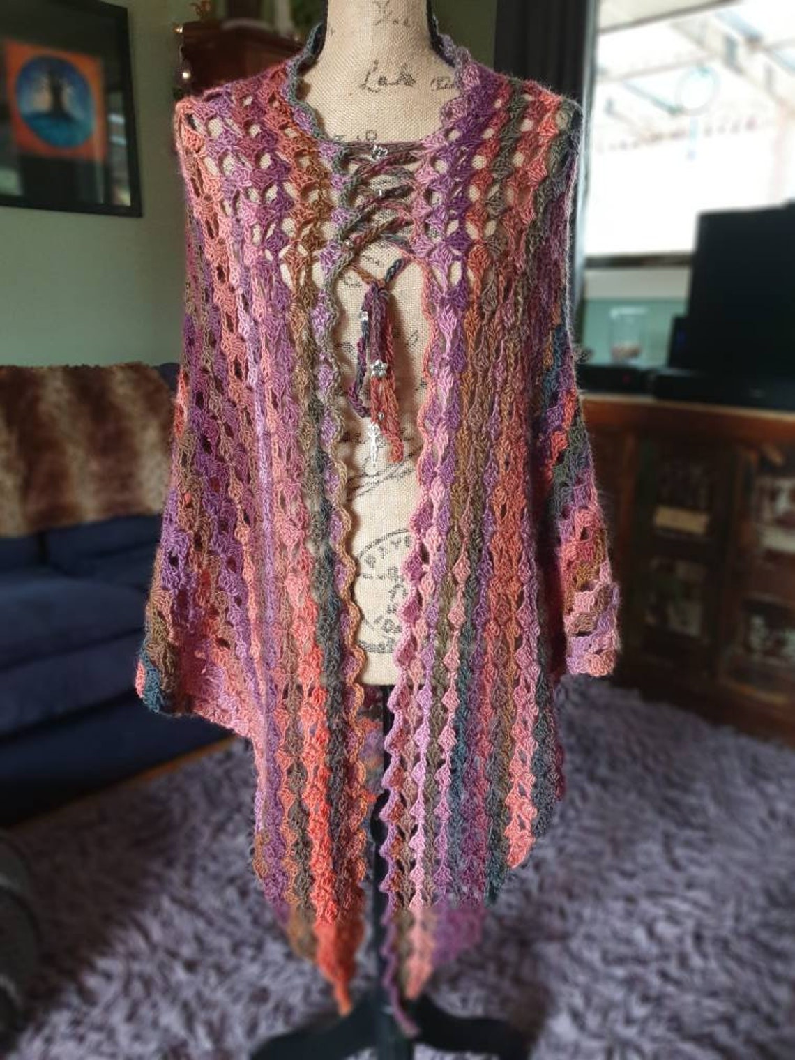 Field of Wildflowers Shawl Scarf Triangle Shawl Triangle | Etsy