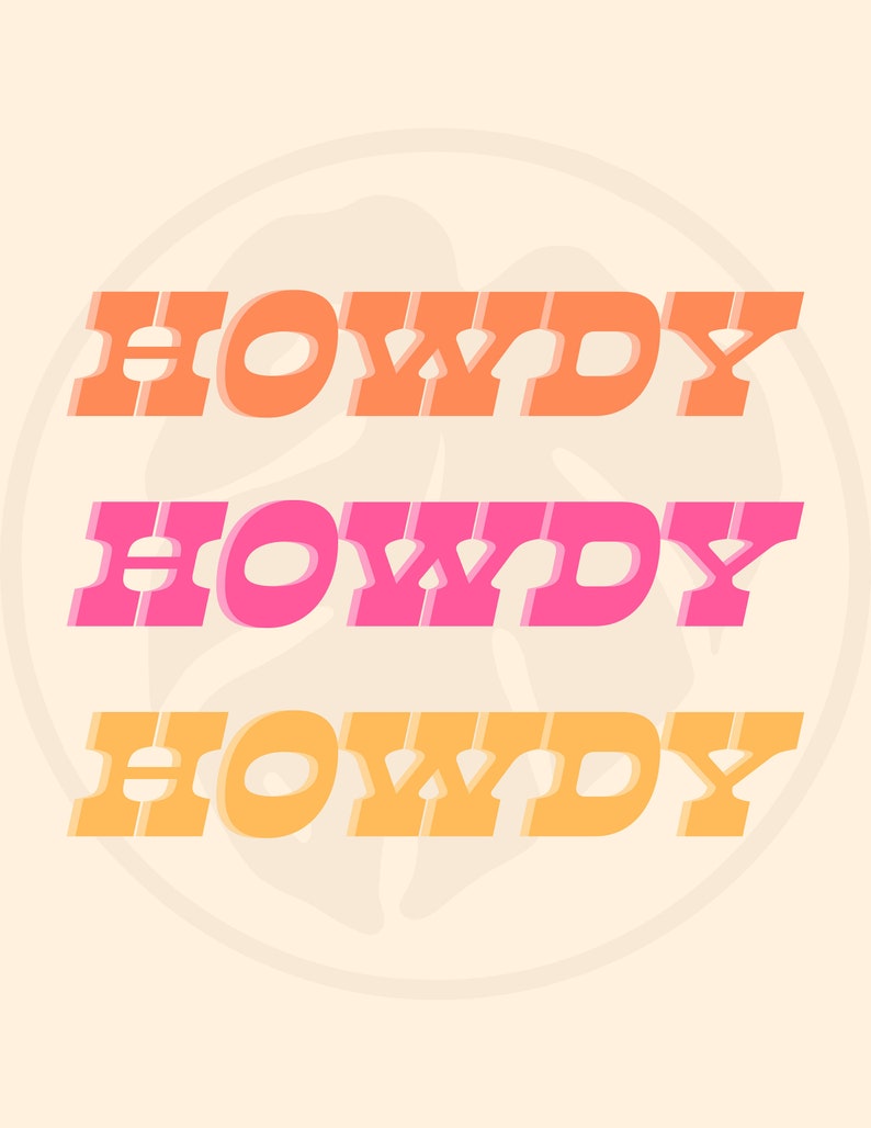 Howdy Color Print Pink Cowgirl Wall Art Print Cowgirl Art Pink Western ...