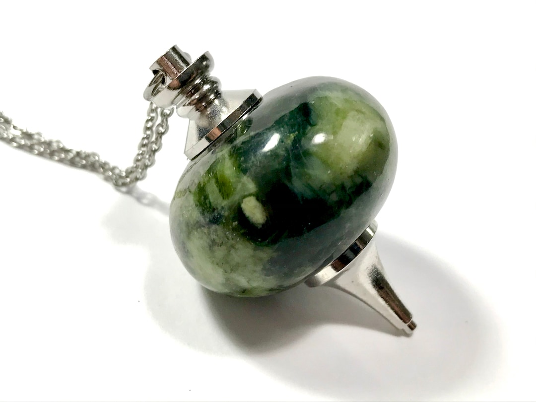 Mottled Green Jade Pendulum Necklace Dowsing Divination Hypnotism ...