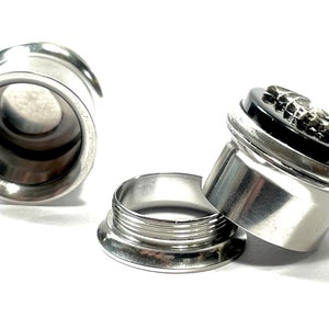 Black Agate Vampire Bat Plugs 9/16” (14mm) PAIR Stainless Steel Screw ...