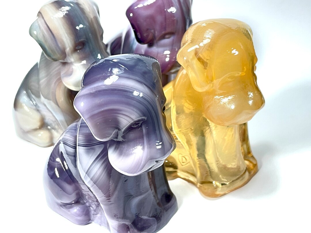 Purple Peach Glass Dog Figurine Vintage Boyd Degenhart Art Glass ...